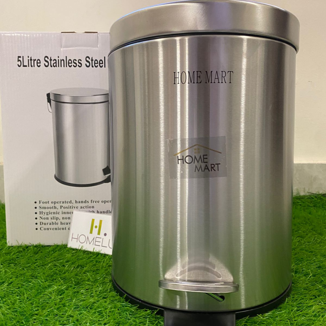 5 Litre Stainless Steel Step Dustbin – HomeLux