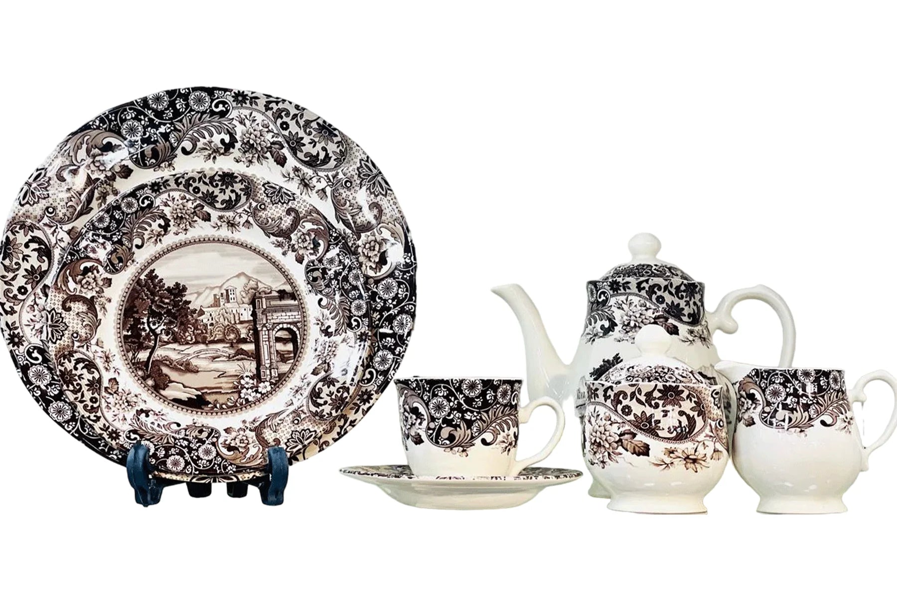 Claytan Rome Brown 24pcs Tea Set - 6 Person – HomeLux