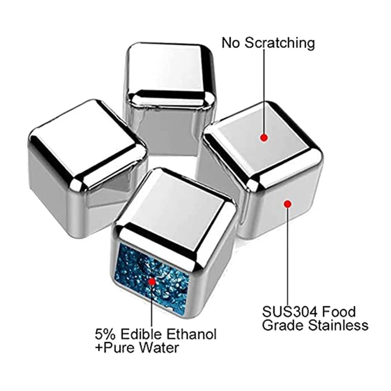 6 Pcs Reusable Stainless Steel Ice-Cubes – HomeLux