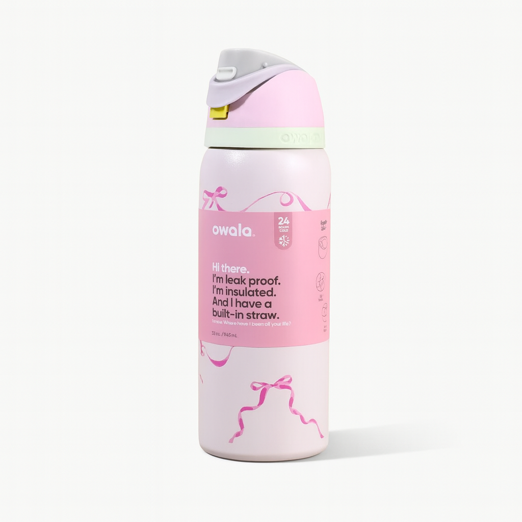 Owala UO Exclusive 32oz FreeSip Bow Water Bottle - Pink Bows – HomeLux