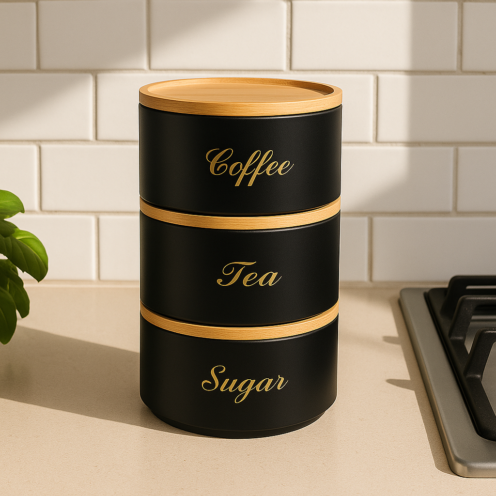 Stacking Metal Canister Set - Black – HomeLux