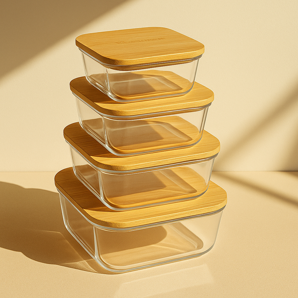 4 Pcs Glass Food Storage Containers - Square – HomeLux