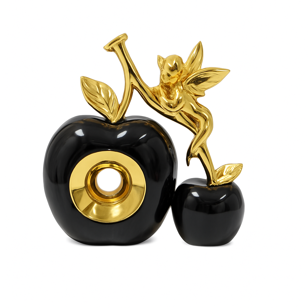 Black & Gold Apple Fairy Figurine – HomeLux