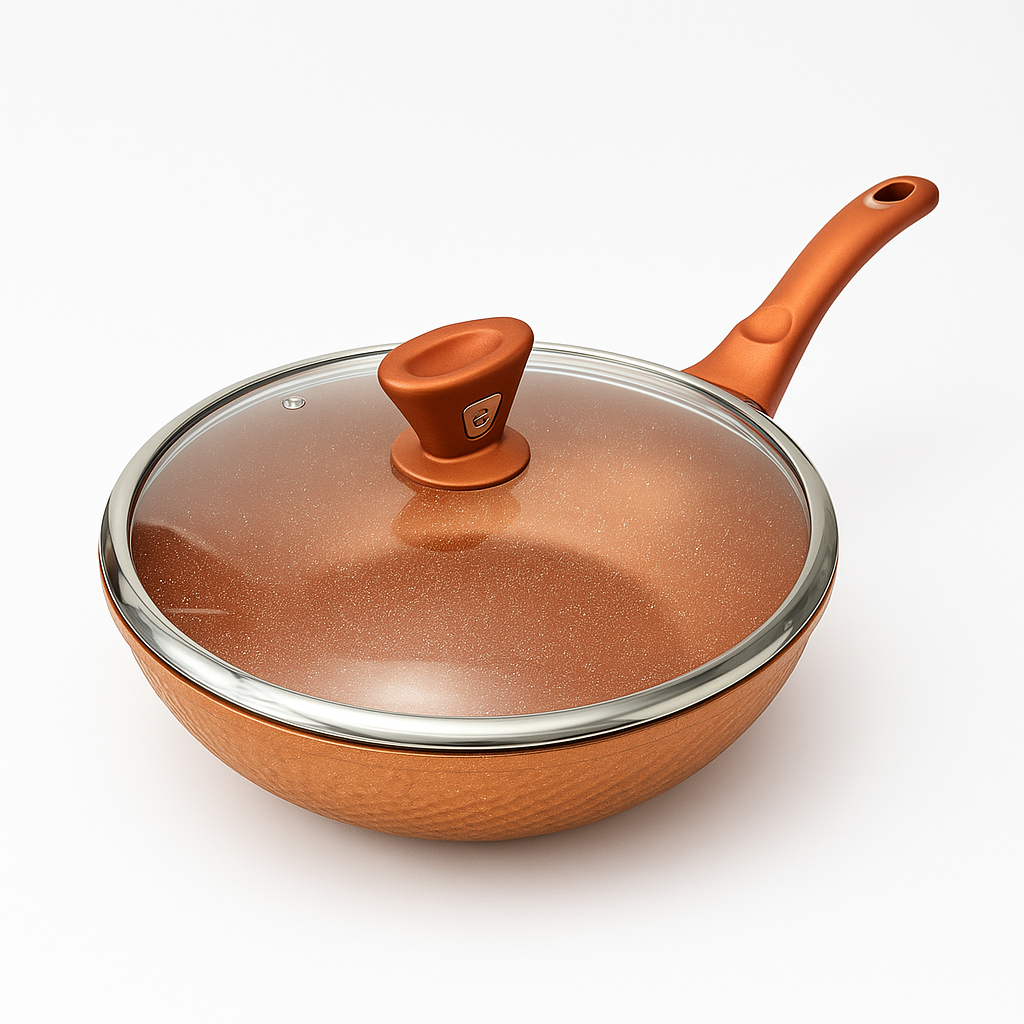 The Copper Deep Frying Pan with Lid 28cm – HomeLux