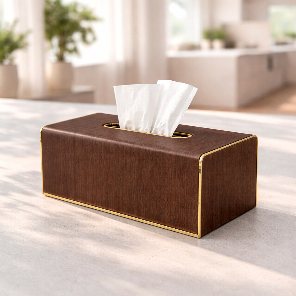 Luxury Textured Tissue Box with Gold Trim – HomeLux