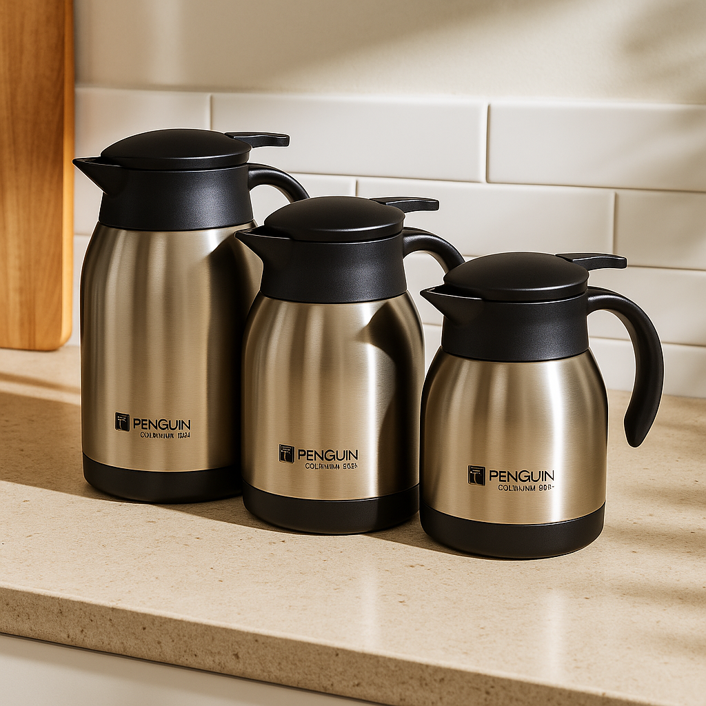 Penguin Stainless Steel Thermos Coffee Pot Vacuum Flask - Gold – HomeLux