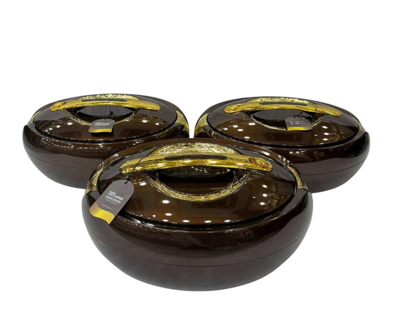 Premium 3 Pieces Plastic Hot Pot Set Brown - ZM – HomeLux