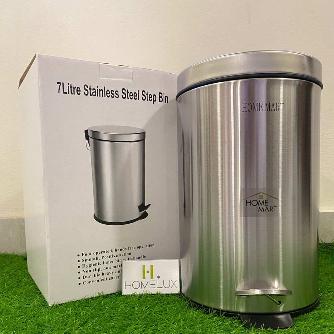 7 Litre Stainless Steel Step Dustbin – HomeLux
