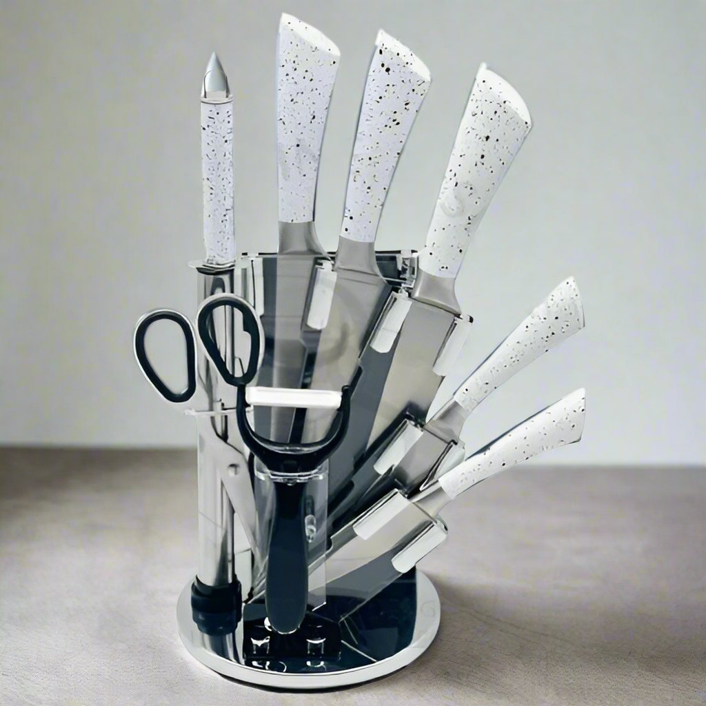 Premium Knife Sets With Acrylic Rotate Stand – HomeLux