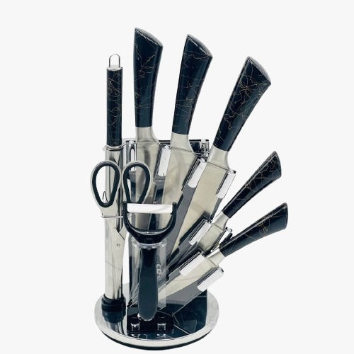 Premium Knife Sets With Acrylic Rotate Stand – HomeLux