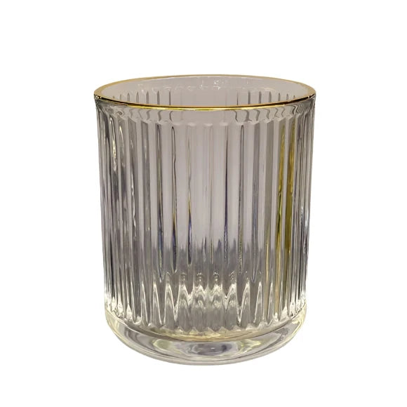 Crystal Glass Ridged Stripe Gold Rim Glass – HomeLux