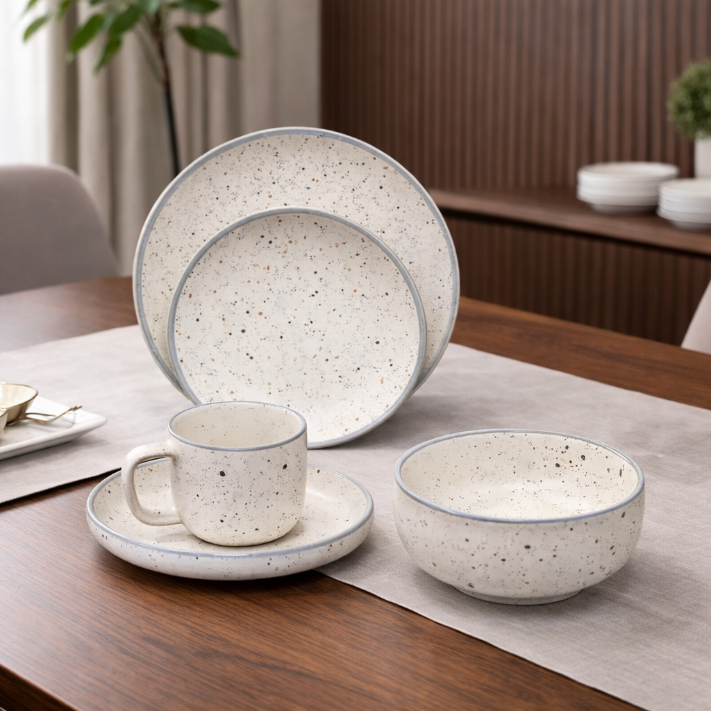24Pcs Ceramic Dinner Set - White Mozzaik Style – HomeLux