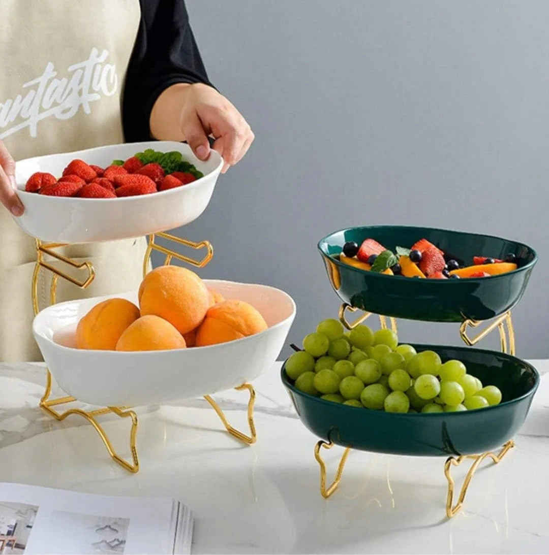 2 Layer Ceramic Fruit Platter – HomeLux